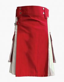 White and Red Two-Tone Utility Kilt | Buy in Various Colors