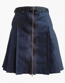 Women's Blue Denim Short Kilt with Zip closure - TUK